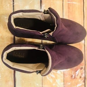 Basic Editions | Shoes | Like New Faux Suede Brown Wedge Ankle Booties ...